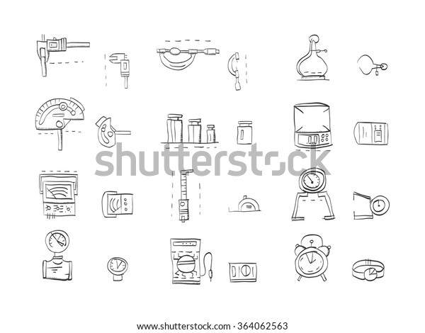 Hand Drawn Sketch Vector Icons Metrology Stock Vector (Royalty Free ...