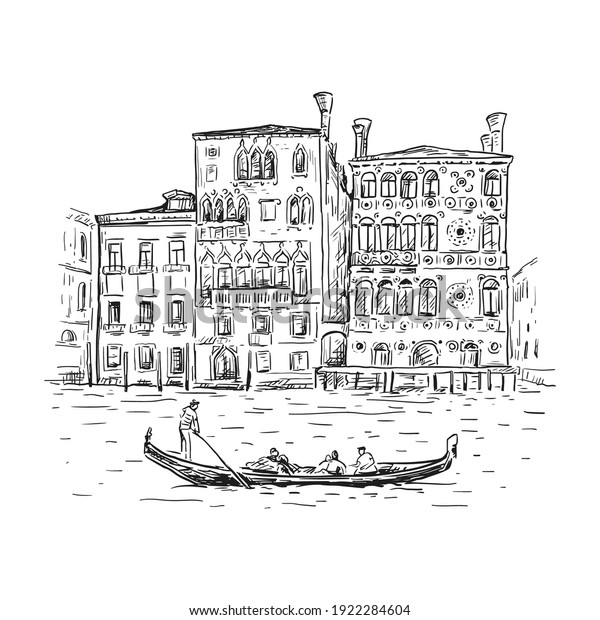 Hand Drawn Sketch Vector Illustration Venice Stock Vector (Royalty Free ...