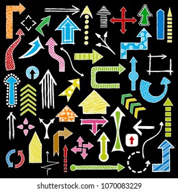 Hand Drawn Sketched Multicolor Arrows Different Stock Vector (Royalty ...