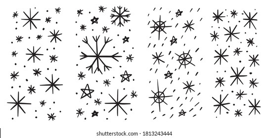 Hand Drawn Snow Set Doodle Illustration Stock Vector (Royalty Free ...