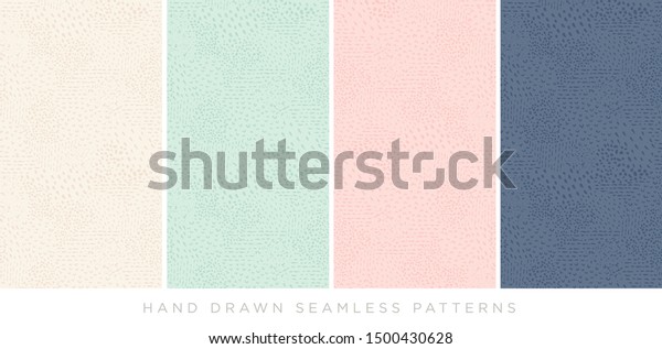 Hand Drawn Soft Coloured Seamless Patterns Stock Vector (Royalty Free ...