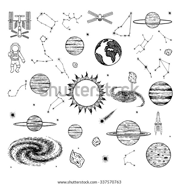 Hand Drawn Solar System On White Stock Vector (Royalty Free) 337570763