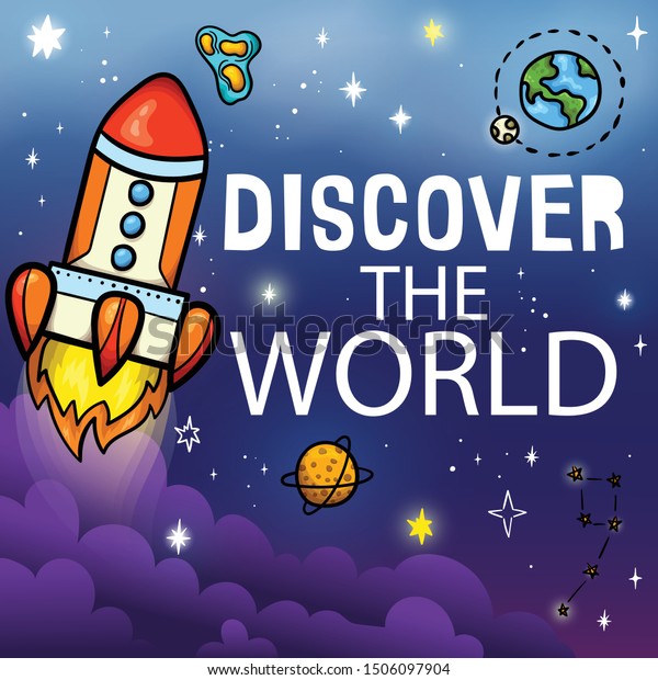 Hand Drawn Space Banner Template Space Stock Vector (Royalty Free ...