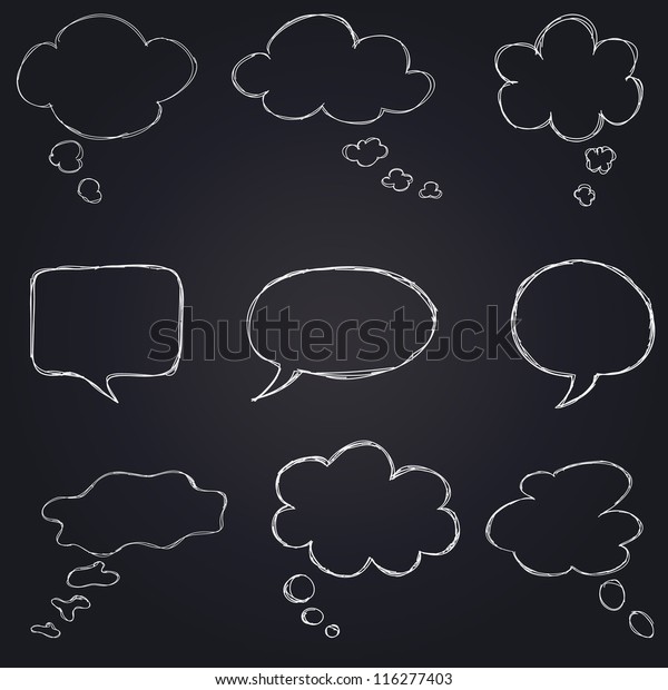 Hand Drawn Speech Bubbles Chalk Set Stock Vector (Royalty Free) 116277403