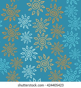 Hand Drawn Spiral Sun Vector Seamless Stock Vector (Royalty Free ...