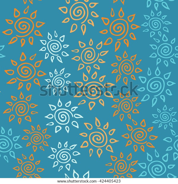 Hand Drawn Spiral Sun Vector Seamless Stock Vector (Royalty Free ...