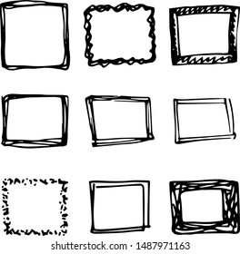 Hand Drawn Square Set Doodle Icon Stock Vector (Royalty Free ...