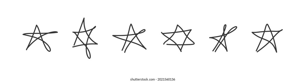 Hand Drawn Star Icon Set Vector Stock Vector (Royalty Free) 2021560136 ...