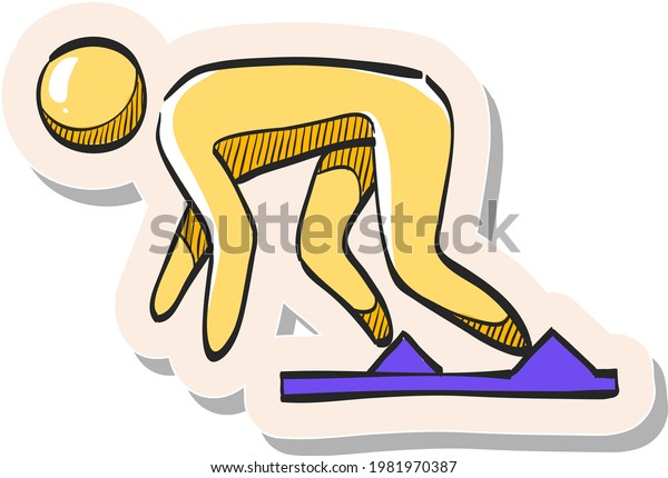 Hand Drawn Starting Block Icon Sticker Stock Vector (Royalty Free ...