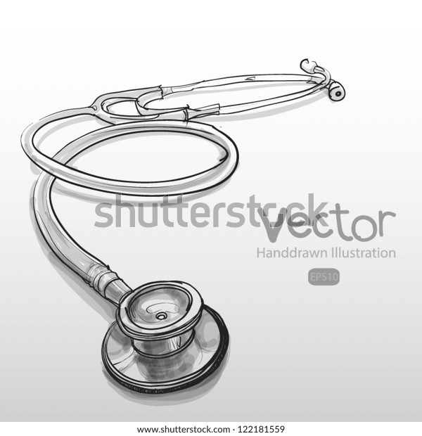 Hand Drawn Stethoscope Stock Vector (Royalty Free) 122181559