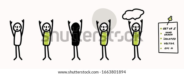 Hand Drawn Stick Figure Arm Raised Stock Vector (Royalty Free ...