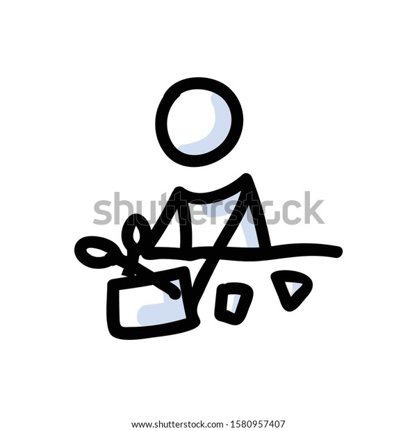 Hand Drawn Stick Figure Scissors Paper Stock Vector (Royalty Free ...