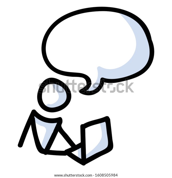 Hand Drawn Stick Figure Using Laptop Stock Vector (Royalty Free ...