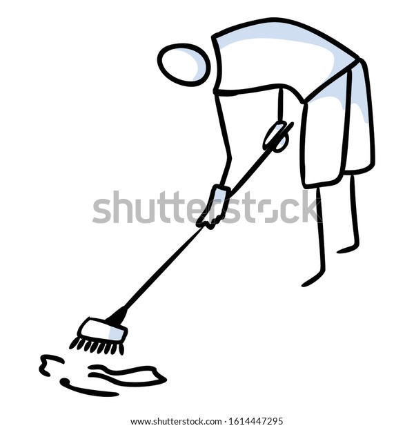 Hand Drawn Stick Figures Trash Sweeping Stock Vector (Royalty Free ...
