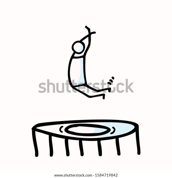 Hand Drawn Stickman Jumping Air On Stock Vector (Royalty Free ...