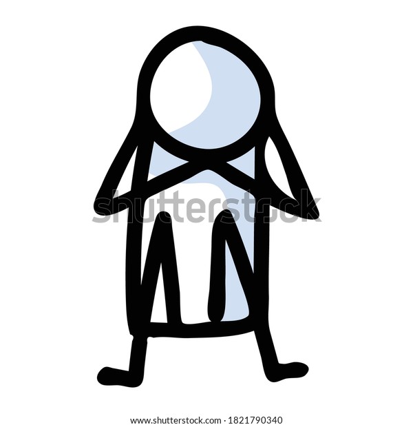 Hand Drawn Stickman Sad Crying Concept Stock Vector (Royalty Free ...