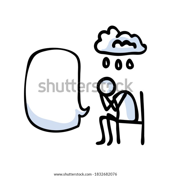 Hand Drawn Stickman Sad Crying Concept Stock Vector (Royalty Free ...