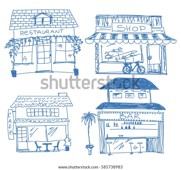 Hand Drawn Store Shop Restaurant Cafe Stock Vector (Royalty Free) 585738983