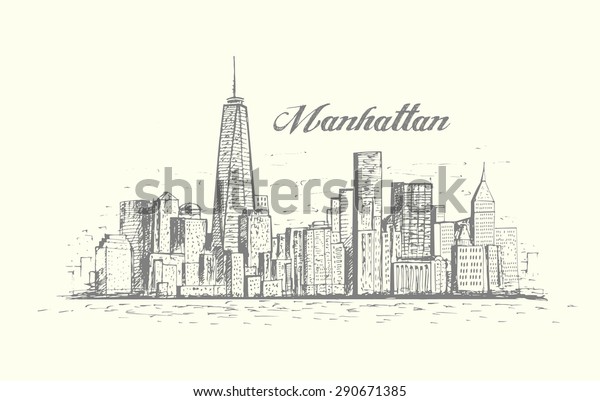 Hand Drawn Style Manhattan Stock Vector (Royalty Free) 290671385