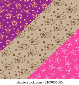 Hand Drawn Style Stars Pattern Collection Stock Vector (Royalty Free ...