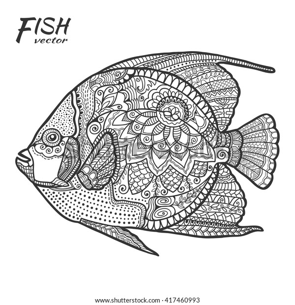 Hand Drawn Stylized Sea Fish Ethnic 库存矢量图（免版税）417460993 | Shutterstock