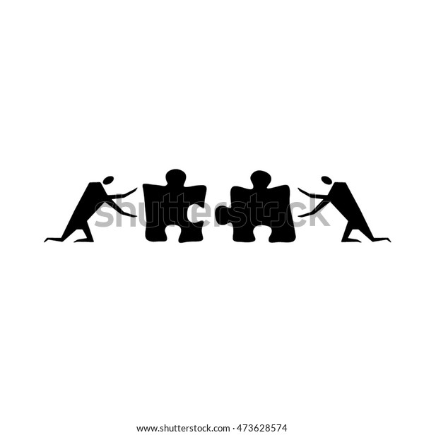 Hand Drawn Stylized Stick Figure Puzzle Stock Vector (Royalty Free ...