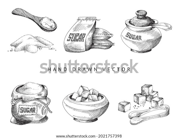 Hand Drawn Sugar Items Set Sugar Stock Vector (Royalty Free) 2021757398 ...