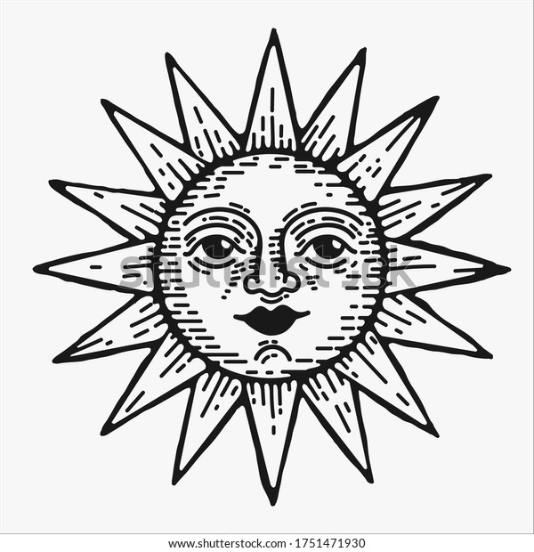Hand Drawn Sun Vector Vintage Style Stock Vector (Royalty Free ...