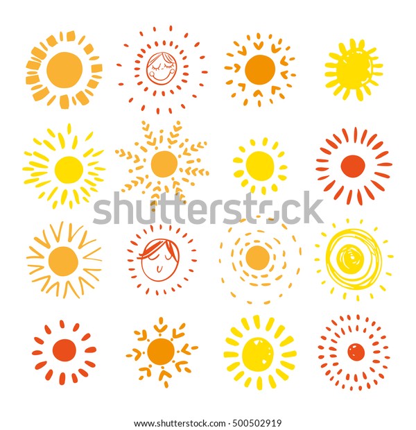 Hand Drawn Suns Sun Icon Stylized Stock Vector (Royalty Free) 500502919