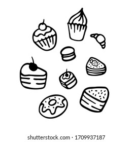 Hand Drawn Sweets Collection Dessert Icon Stock Vector (Royalty Free ...