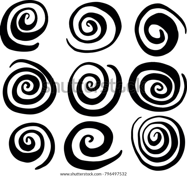 Hand Drawn Swirl Circle Vectors Stock Vector (Royalty Free) 796497532 ...