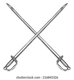 Hand Drawn Sabre Each Sword Individual: เวกเตอร์สต็อก (ปลอดค่าลิขสิทธิ์ ...