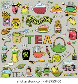 Hand Drawn Tea Collection Stock Vector (Royalty Free) 442953406 ...