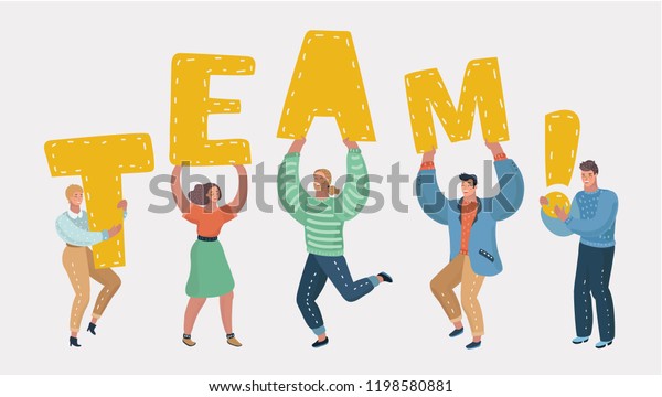 Hand Drawn Team Concept Group People Stock Vector (Royalty Free ...