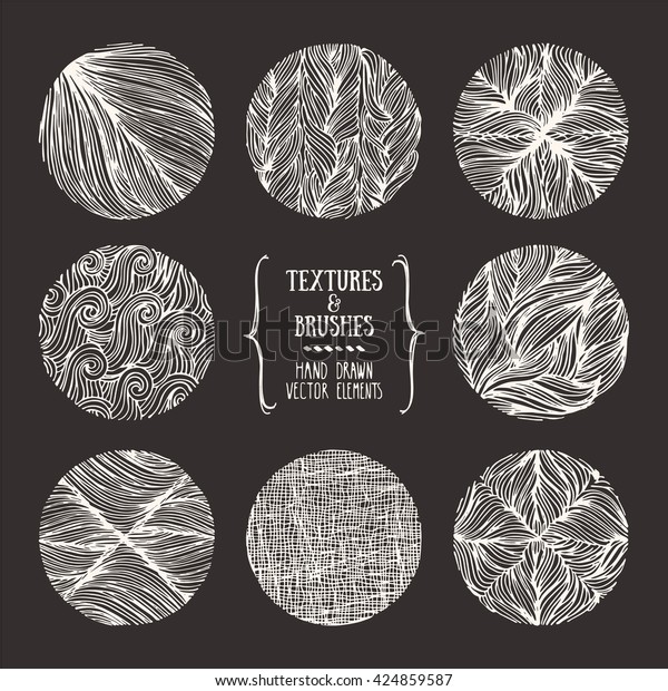 Hand Drawn Textures Brushes Artistic Collection Stock Vector (Royalty ...