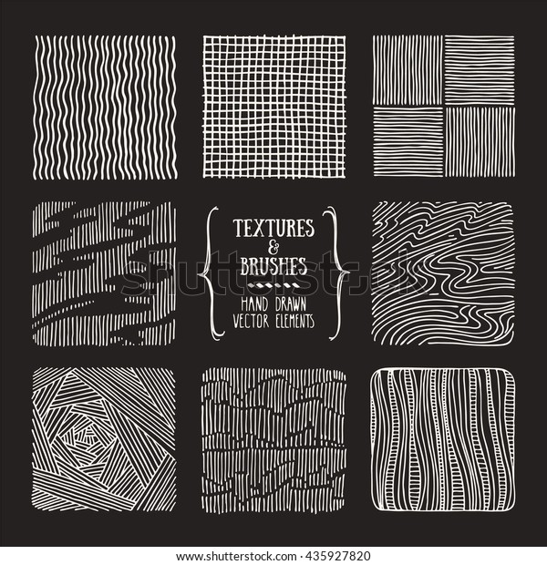 Hand Drawn Textures Brushes Artistic Collection Stock Vector (Royalty ...