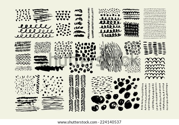 Hand Drawn Textures Made Ink Vector Stock Vector (Royalty Free) 224140537