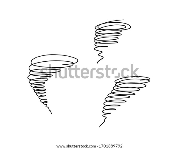 Hand Drawn Tornado Line Sketch Set Stock Vector (Royalty Free ...