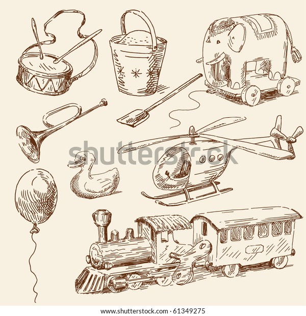 Hand Drawn Toys Collection Stock Vector (Royalty Free) 61349275 ...