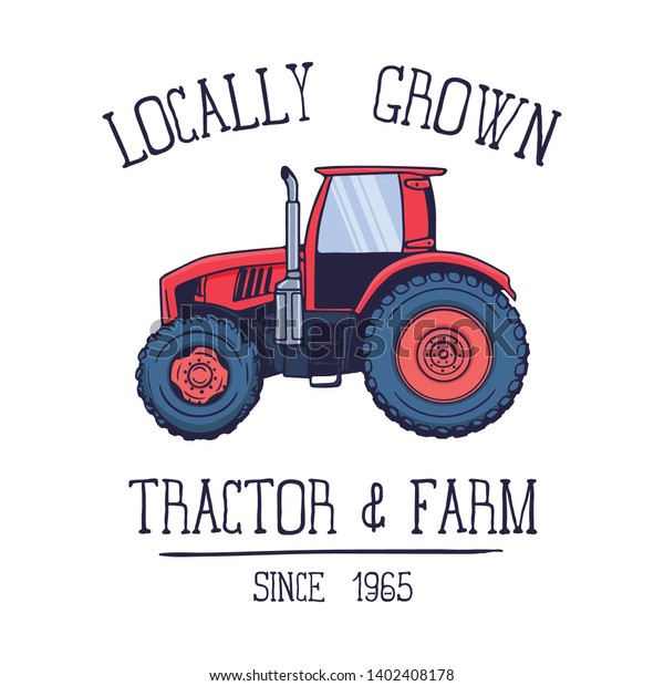 Hand Drawn Tractor Farm On White Stock Vector (Royalty Free) 1402408178