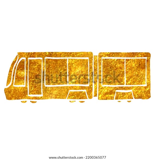 Hand Drawn Tram Icon Gold Foil Stock Vector (Royalty Free) 2200365077 ...