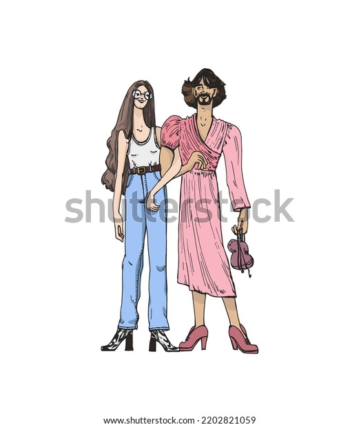 Hand Drawn Transgender Couple Vector Image Stock Vector (Royalty Free ...