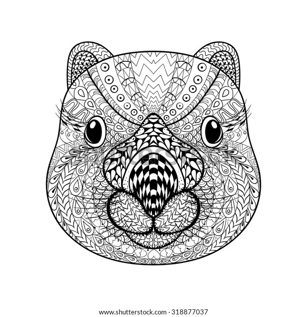 Hand Drawn Tribal Wombat Face Animal Stock Vector (Royalty Free) 318877037