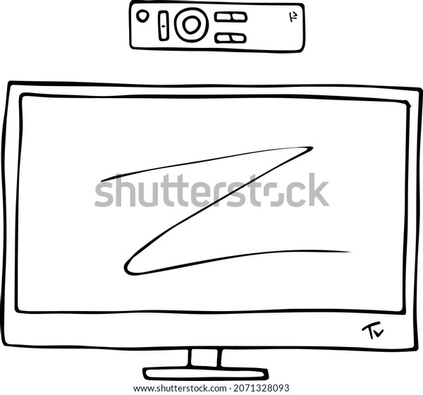 Hand Drawn Tv Set Remote Control Stock Vector (Royalty Free) 2071328093 ...