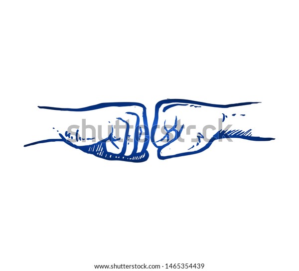 Hand Drawn Two Young Persons Bumping Stock Vector (Royalty Free) 1465354439