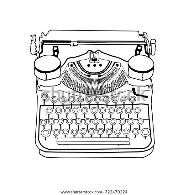 Hand Drawn Typewriter Line Drawing Black Stock Vector (Royalty Free ...
