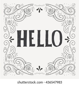 Hand Drawn Typography Poster Handwritten Hello Stock Vector (Royalty ...