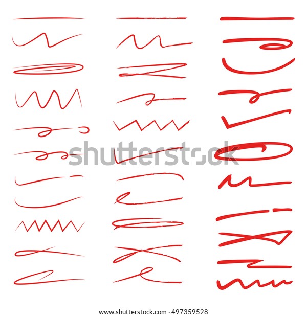 Hand Drawn Underlines Red Brush Lines: vector de stock (libre de ...