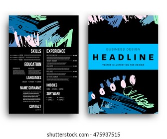 Hand Drawn Universal Art Design Flyers Stock Vector (Royalty Free ...