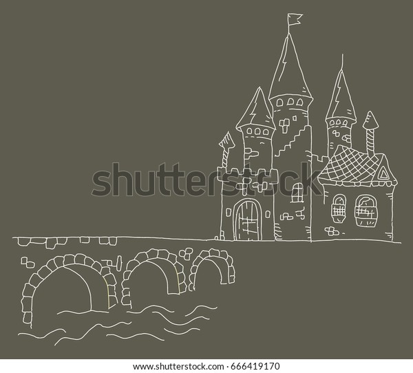 Hand Drawn Urban Castle Template Vector Stock Vector (Royalty Free ...